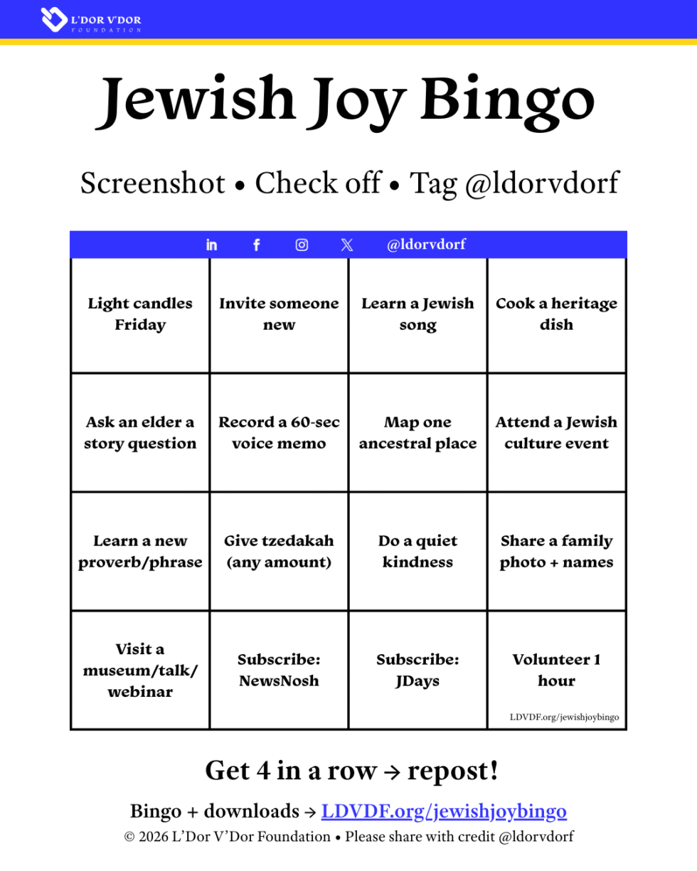 Jewish Joy Bingo + 10 Jewish Joy Resolutions - L’Dor V’Dor Foundation ...